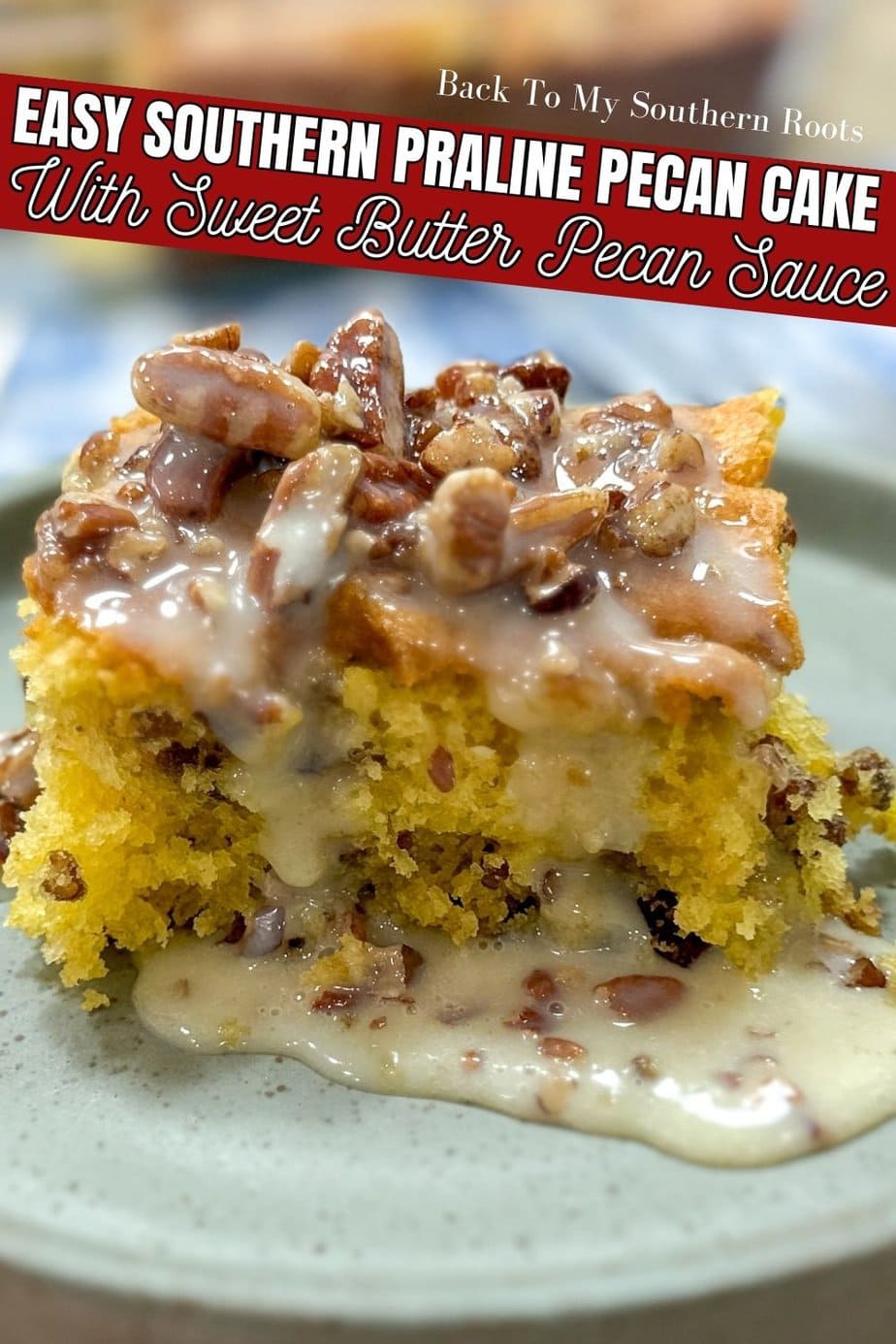 Easy Southern Praline Pecan Cake With Butter Sauce - Back To My ...