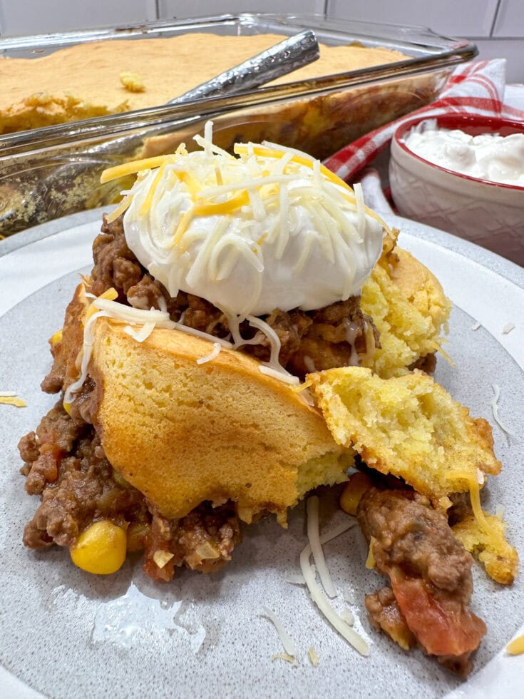 Easy Mexican Cornbread Casserole With Ground Beef - Back To My Southern ...