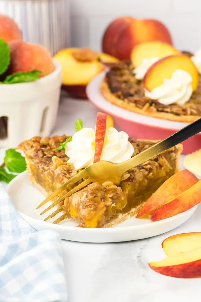 Easy Peach Crumble Pie Recipe with Oats - Back To My Southern Roots