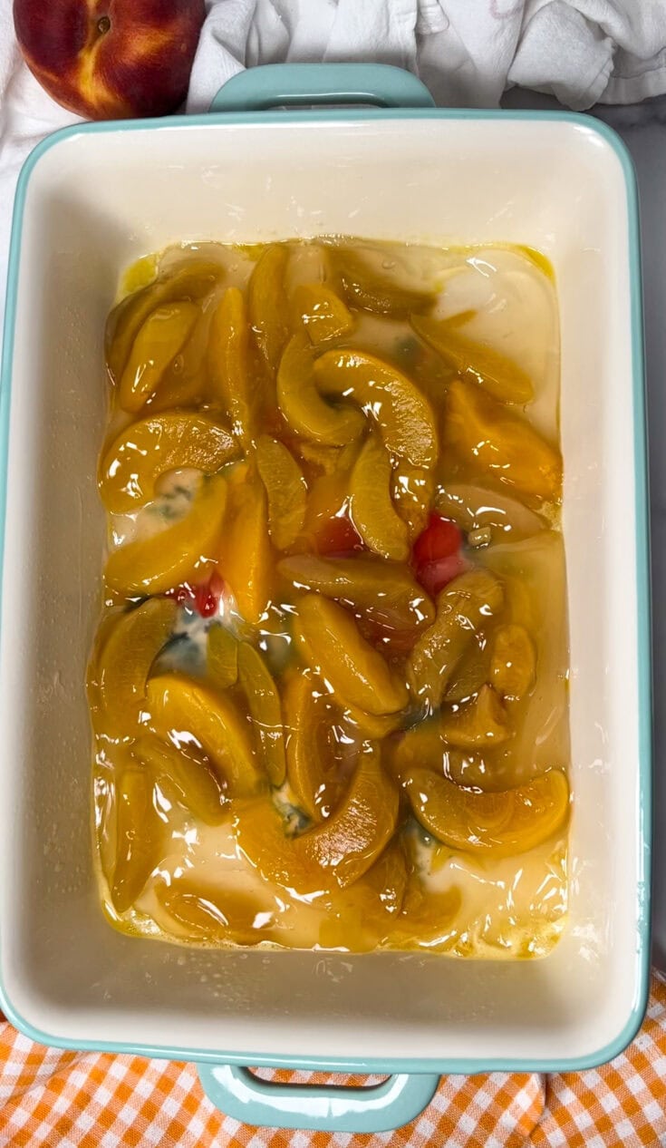 3-Ingredient Peach Dump Cake - Back To My Southern Roots