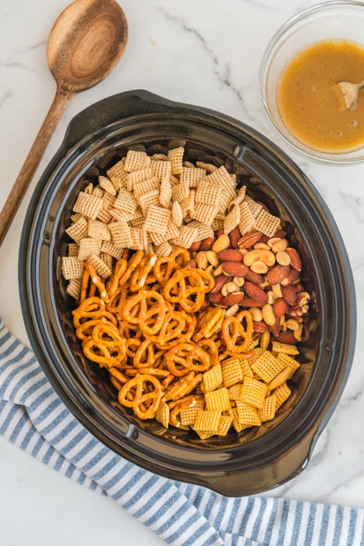 Savory Slow Cooker Christmas Chex Mix Recipe - Back To My Southern Roots