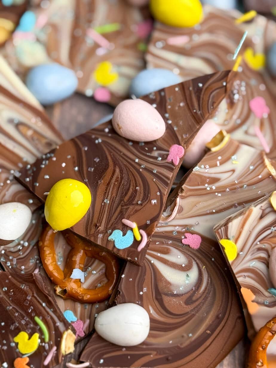 Chocolate Easter Bark with Mini Eggs And Pretzels - Back To My Southern ...