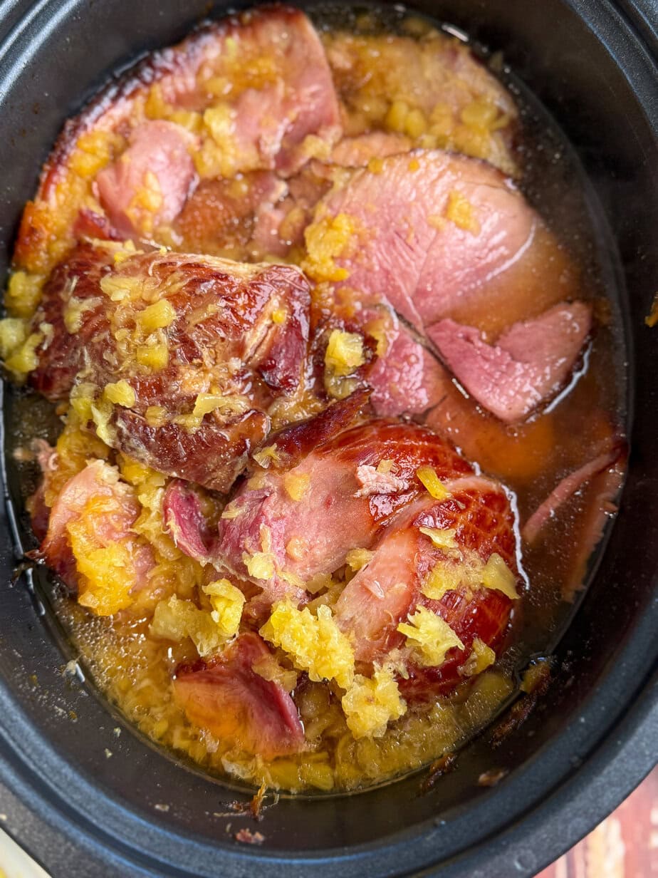 3-Ingredient Slow Cooker Brown Sugar And Pineapple Ham - Back To My ...