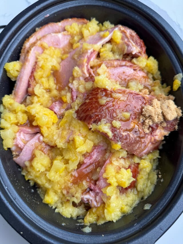 3-Ingredient Slow Cooker Brown Sugar And Pineapple Ham - Back To My ...