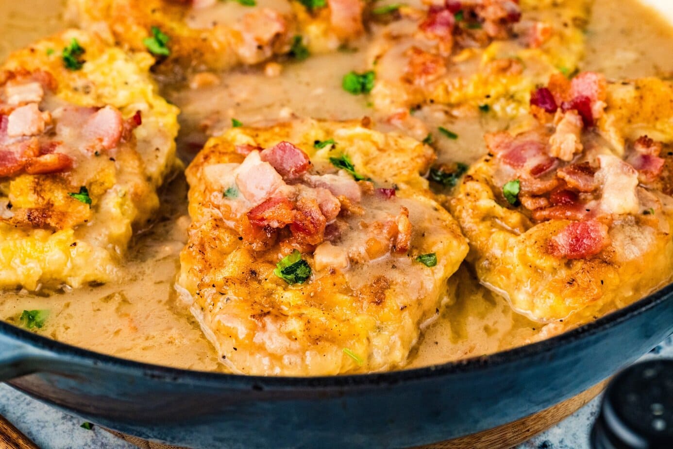 Country Fried Pork Chops with Bacon Gravy - Back To My Southern Roots
